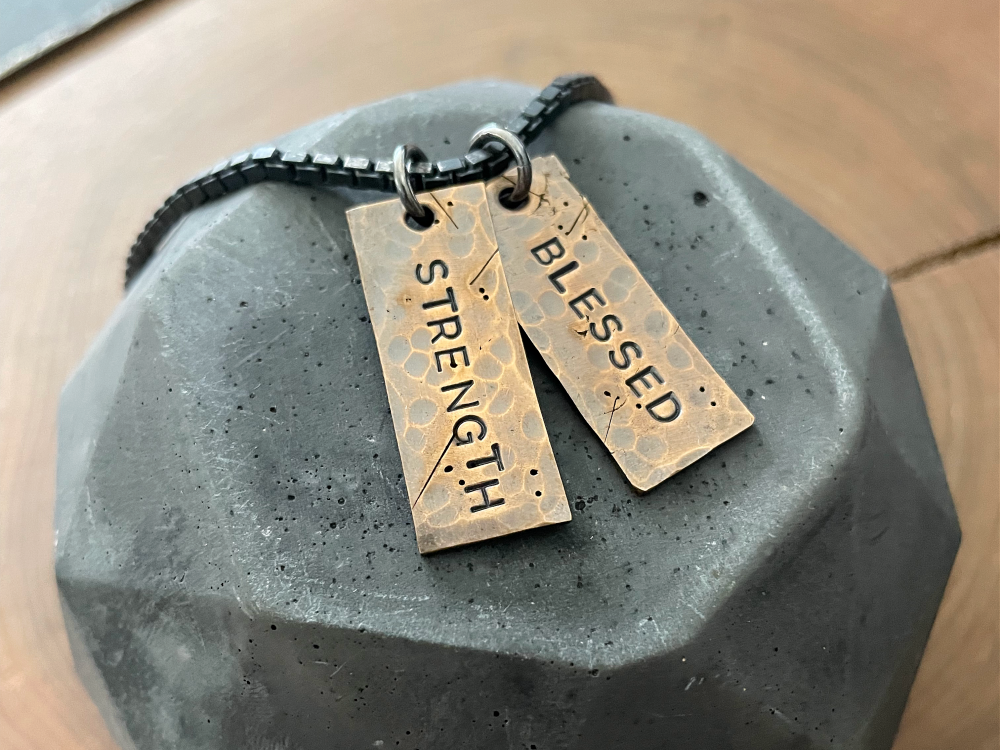 Personalized Men's Necklace, Bronze And Silver Tag - Arlo Necklace | 2 ...