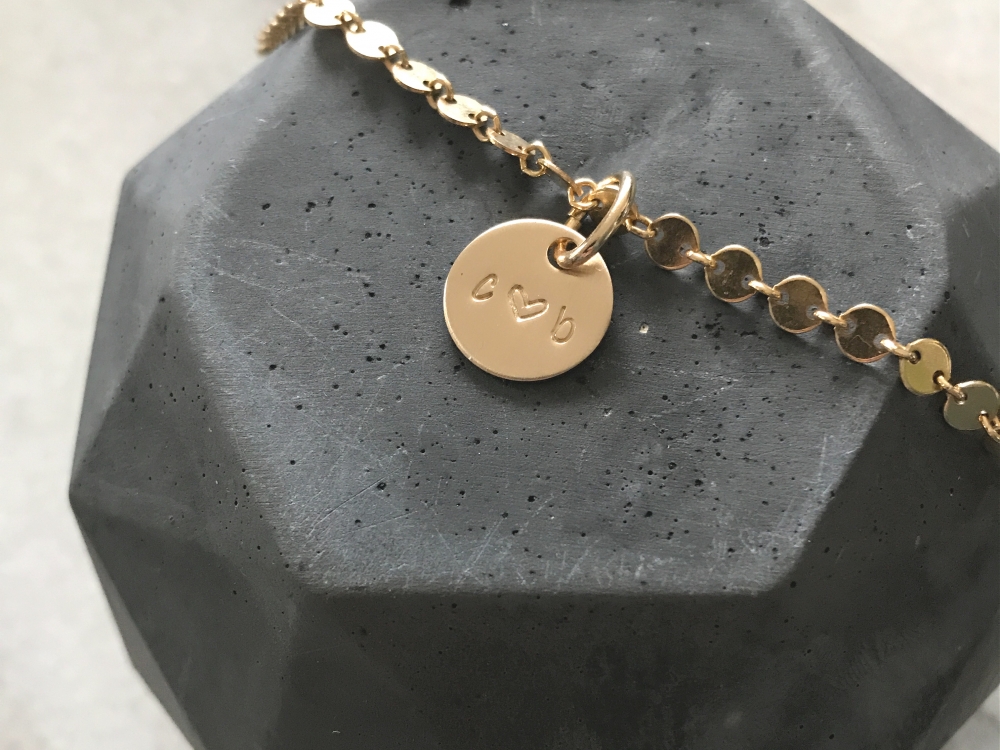 Elaine Bracelet, Personalized Initial Gold Coin Chain Bracelet | 2 ...