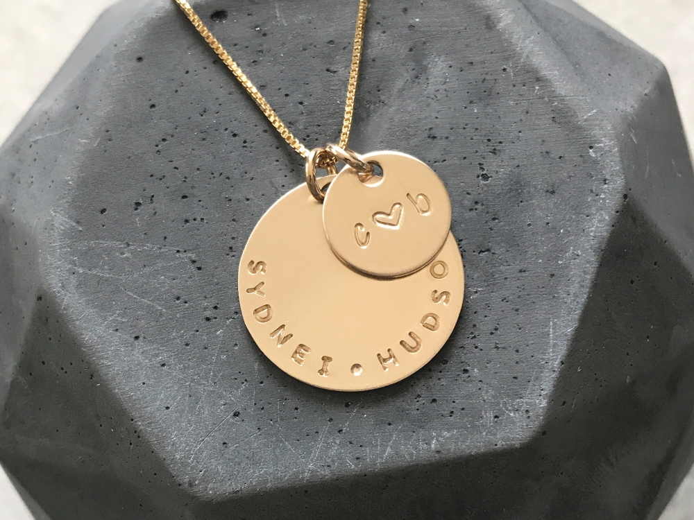 Erin Necklace, Personalized Big and Small Gold Pendant Necklace | 2 ...