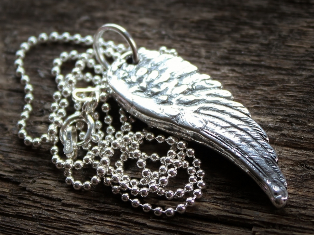 Custom Angel Wing Necklace of Pure Silver Personalized For Men & Woman ...