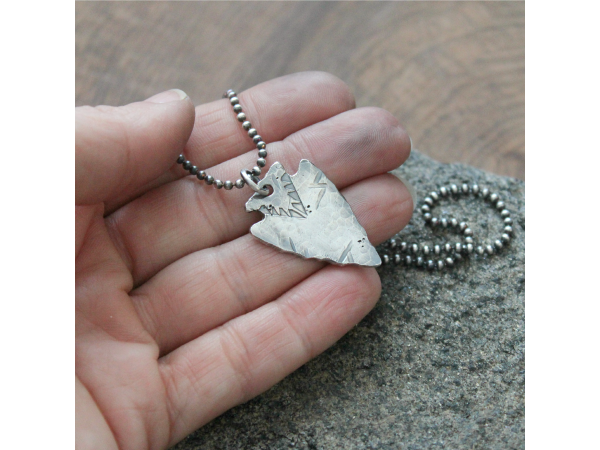 Men's Personalized Arrowhead Necklace, Fine Silver, Rugged, Masculine ...