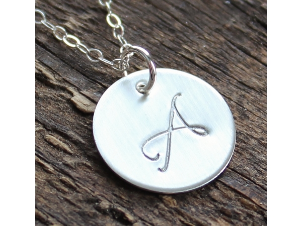 Personalized Silver Monogram Necklace Bridesmaides T Hand Stamped