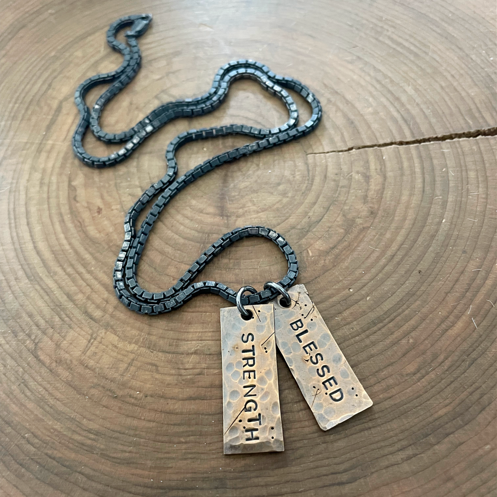Personalized Men's Necklace, Bronze And Silver Tag - Arlo Necklace | 2 ...